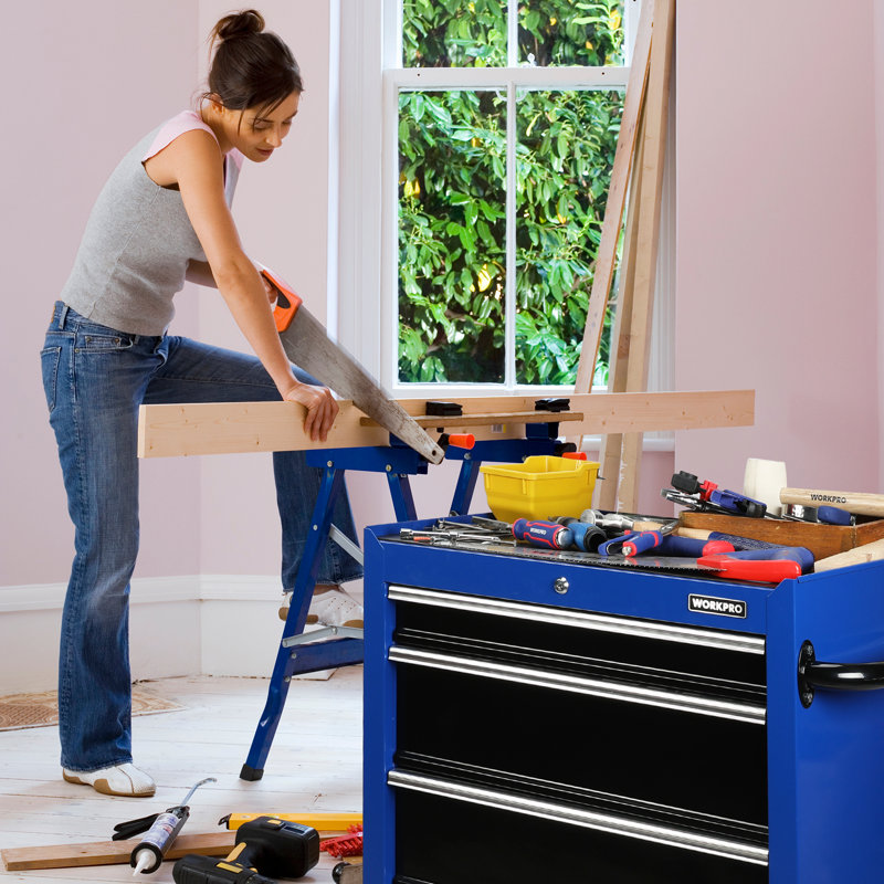 WORKPRO 4 Drawer Tool Chest 26 Inch Rolling Metal Tool Storage Cabinet with Casters 450 lbs Load Capacity Wayfair